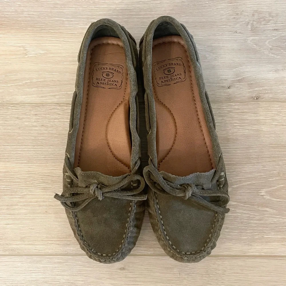 Shoes | Lucky Brand Darice Suede Moccasins Olive Green | Poshmark